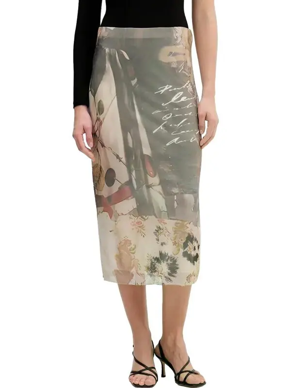Desigual Collage Midi Skirt - Neutrals