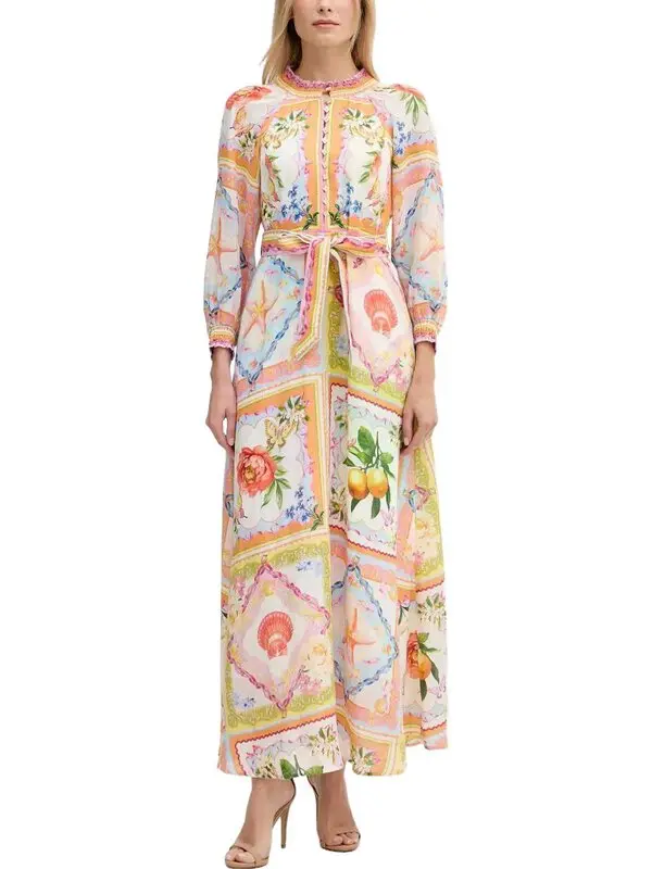 Hale Bob Lakelynn Floral-print Belted Maxi Dress - Orange