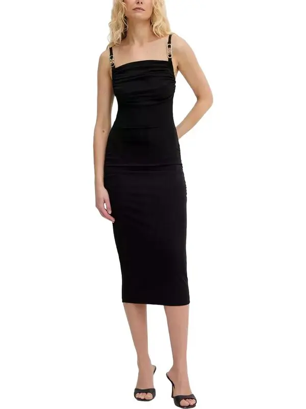 Just Cavalli Ruched Logo-plaque Midi Dress - Black