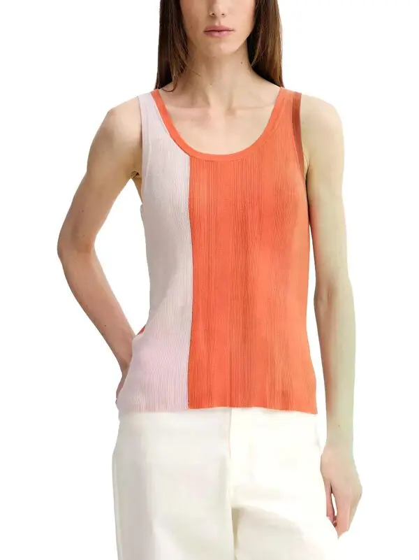 Paul Smith Colour-block Ribbed-knit Blouse - Orange