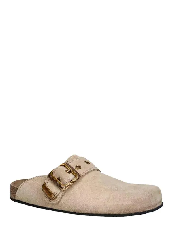 ALLSAINTS Buckled Suede Flat Mules - Neutrals