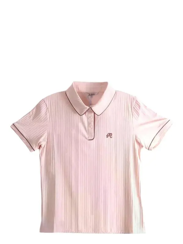 MALBON Anna Ribbed Knit Polo Shirt - Pink