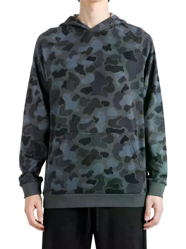 FREE FLY Camouflage-print Raglan-sleeve Hoodie - Blue
