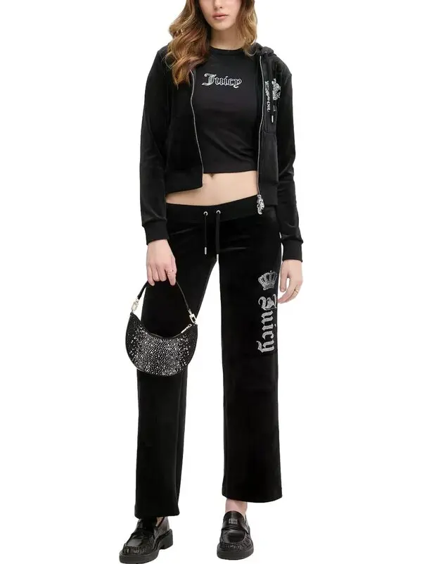 Juicy Couture Rhinestone Embellished Zip-up Hoodie - Black
