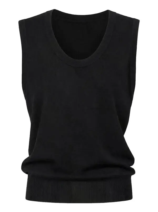 6397 Scoop Neck Knitted Vest - Black