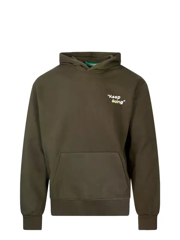 BARROW Teddy Print Hoodie With Slogan - Green