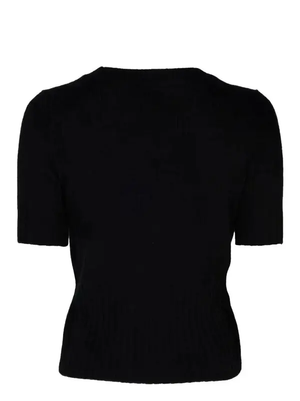 Vince Ribbed Knit Short-sleeve Sweater - Black