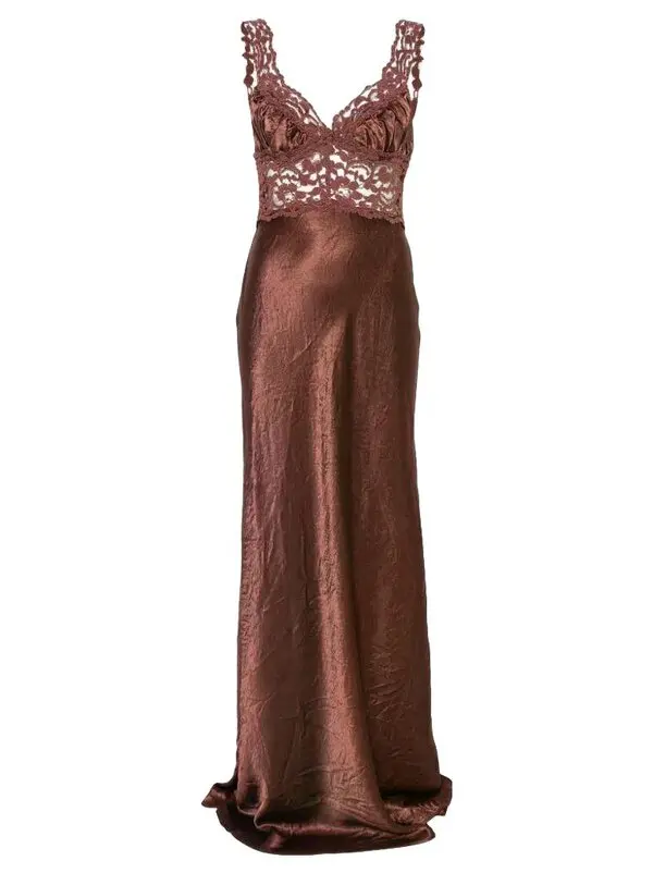 Arcina Ori Lace-panelled Maxi Dress - Brown