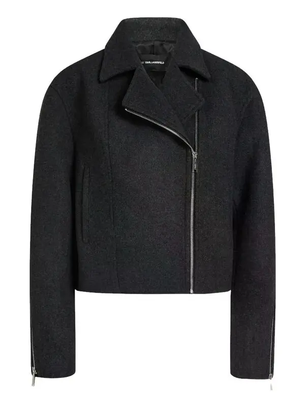 Karl Lagerfeld Biker Jacket With Logo Plaque - Grey