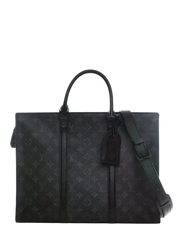 LOUIS VUITTON 2000 Monogram Eclipse Sac Plat Horizontal Zipper Satchel - Black