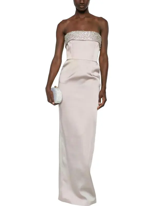 THE NEW ARRIVALS ILKYAZ OZEL Rhea Crystal-embellished Maxi Dress - Neutrals