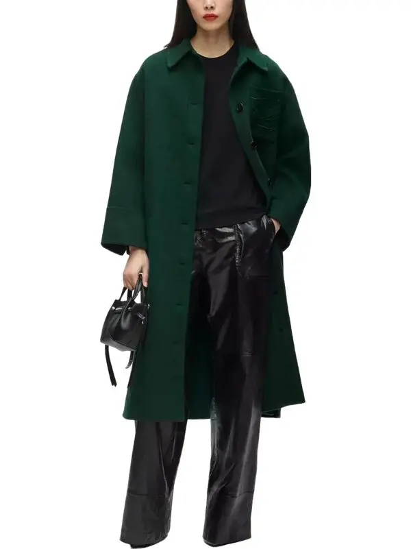 Karl Lagerfeld Belted Long Wool-blend Coat - Green