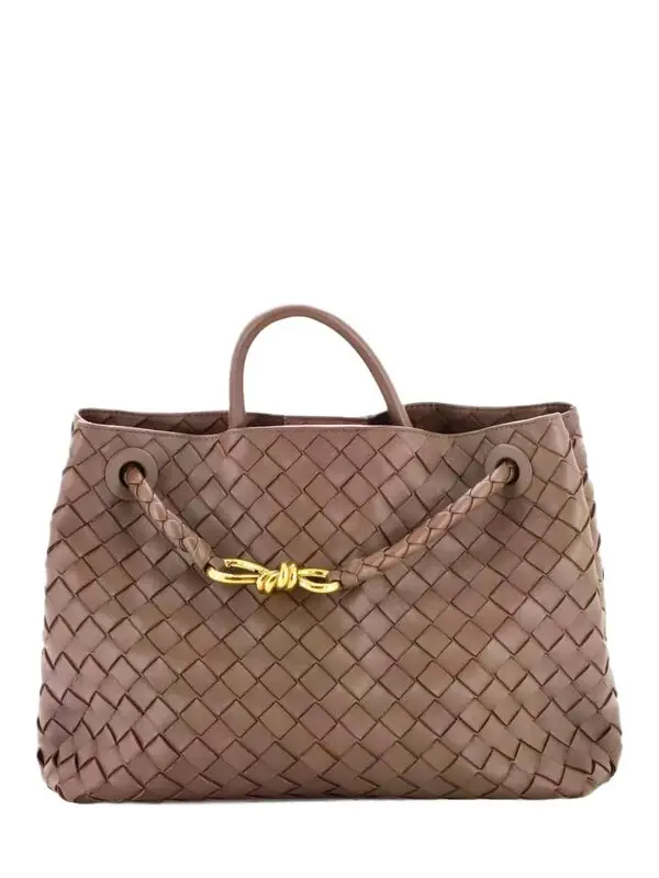 Bottega Veneta Andiamo Top Handle Bag Intrecciato Nappa Medium Satchel - Brown