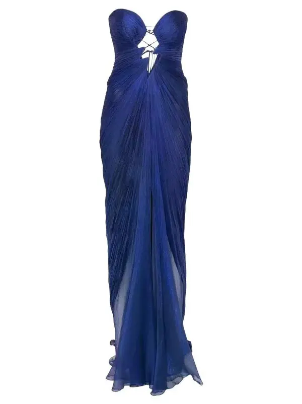 MARIA LUCIA HOHAN Verity Cut-out Pleated Maxi Dress - Blue