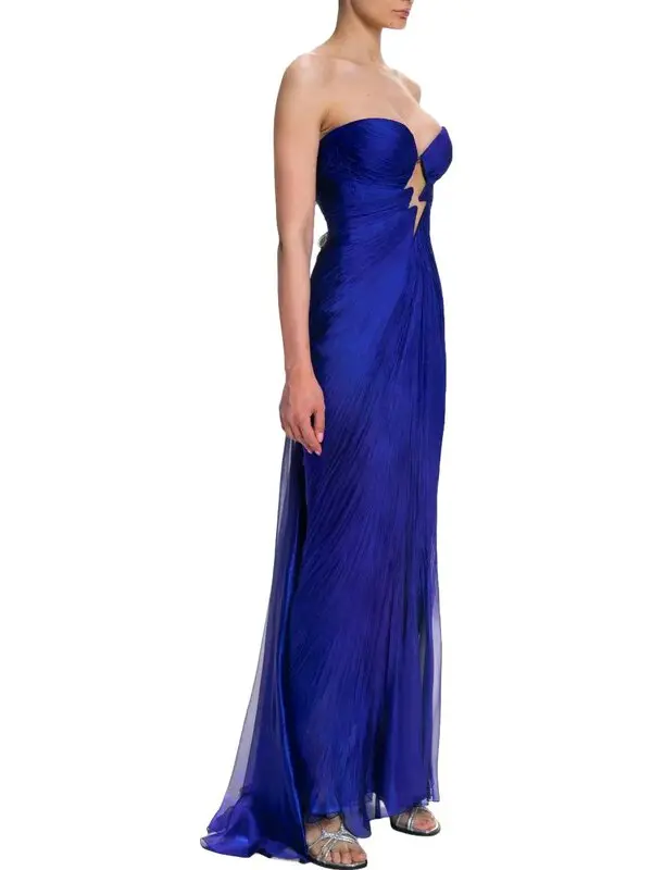 MARIA LUCIA HOHAN Verity Cut-out Pleated Maxi Dress - Blue