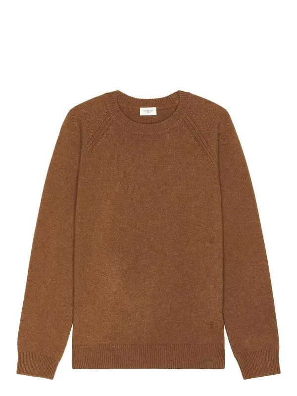 Saint Laurent Cashmere Raglan Sleeve Crewneck Sweater - Brun