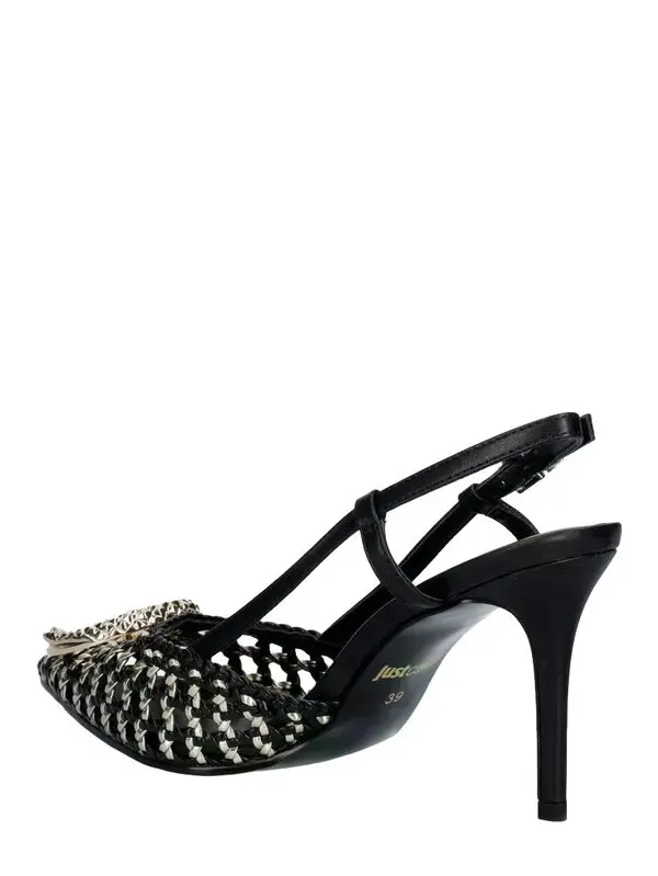 Just Cavalli Woven Logo-plaque Stiletto Pumps - Black