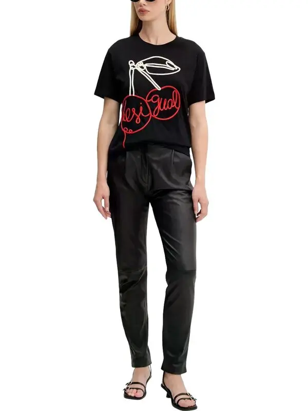 Desigual Cherry-embroidered T-shirt - Black