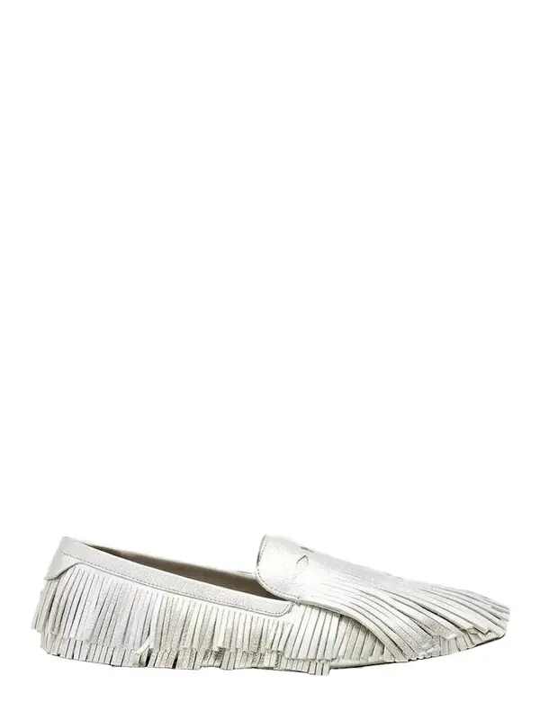ALLSAINTS Sandy Fringe Metallic Loafers - Silver