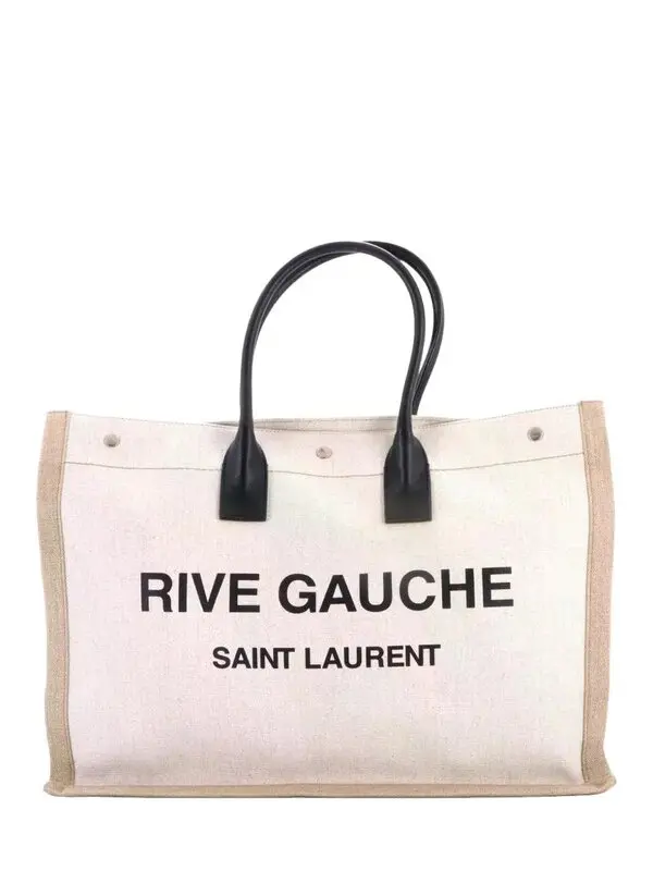 Saint Laurent Rive Gauche Canvas Large Tote Bag - Neutrals