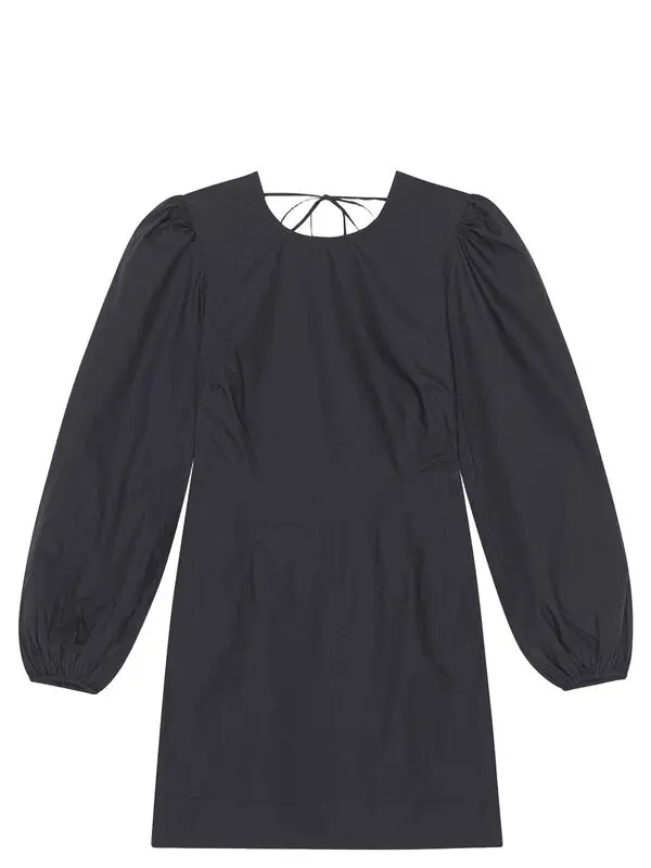 GANNI Cotton Poplin Open Back Mini Dress - Black