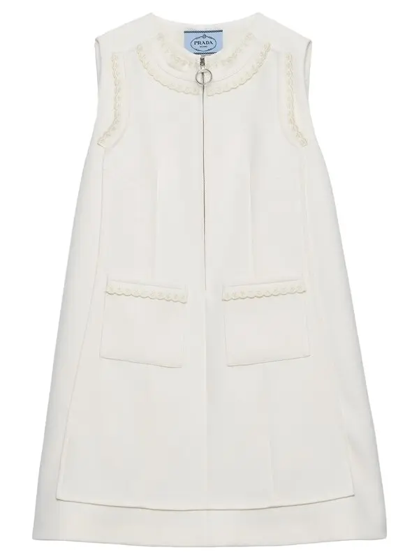 Prada Embroidered Natté Fabric Mini-dress - White