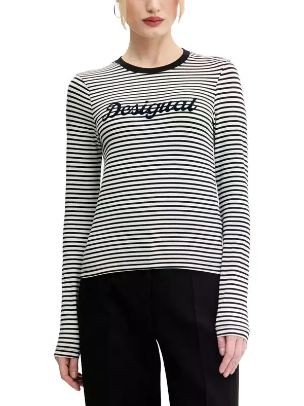 Desigual Striped Logo-print T-shirt - White