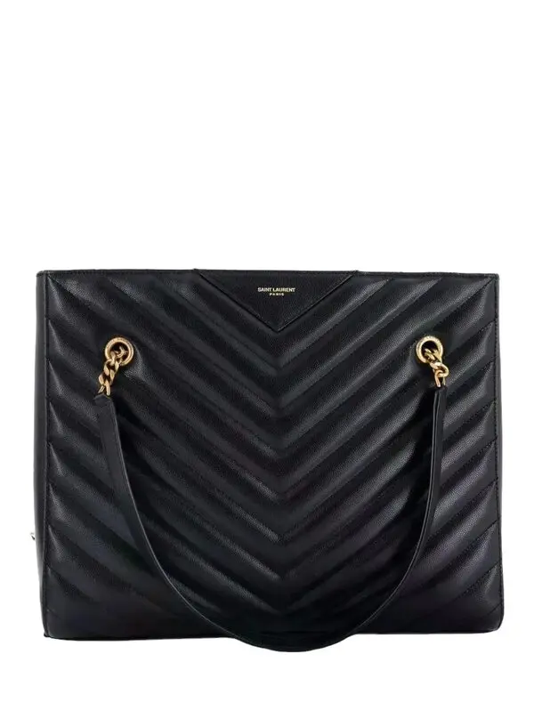 Saint Laurent Tribeca Shopping Matelasse Chevron Leather Medium Tote Bag - Black