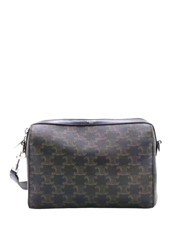 Celine Triomphe Coated Canvas Convertible Zip Boston Bag Mini - Black