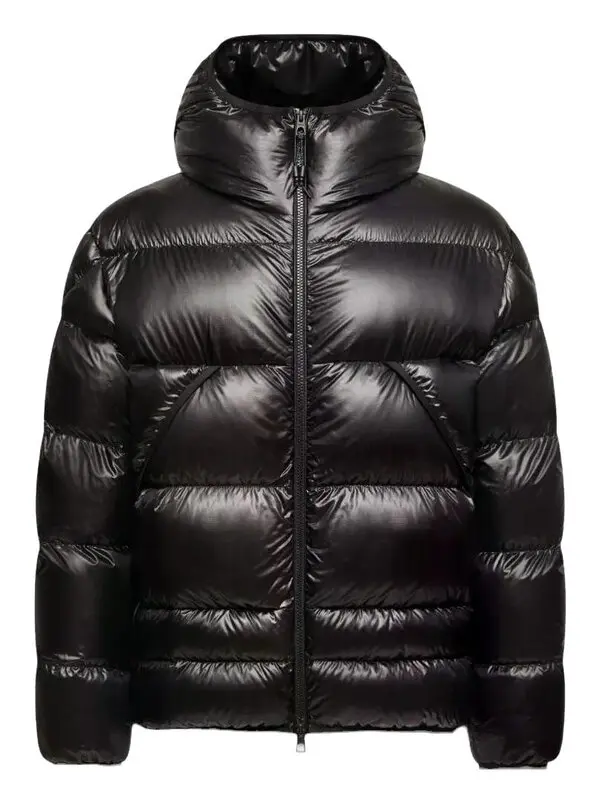 Moncler Quilted Hooded Jacket With Logo Patch - Black