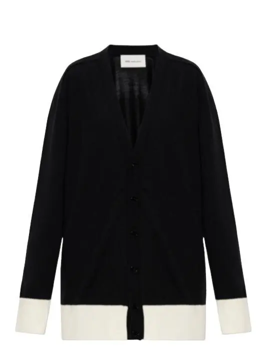 AMI Paris Colour-block V-neck Cardigan - Black
