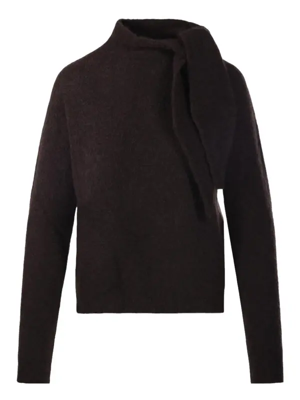 ROBERTO COLLINA Long-sleeved Sweater With Scarf Detail - Moro