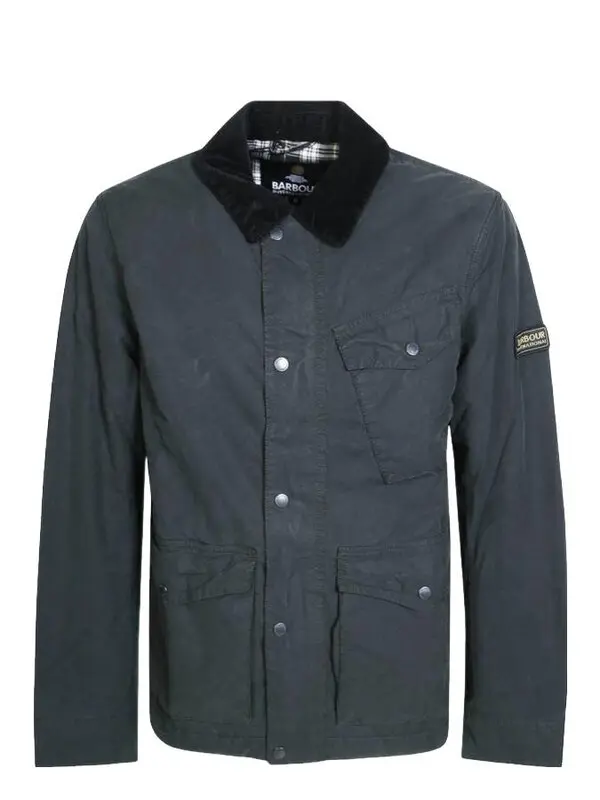 Barbour Logo Patch Jacket With Corduroy Collar And Cuffs - Green