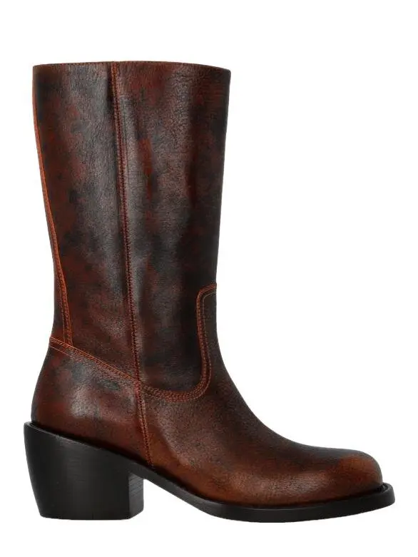 Dries Van Noten Textured Block Heel Boots - No