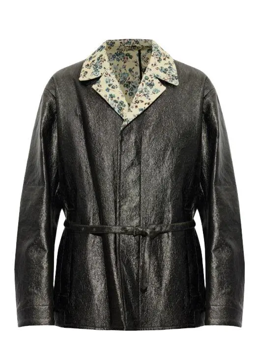 Dries Van Noten Belted Jacket With Classic Collar - Black