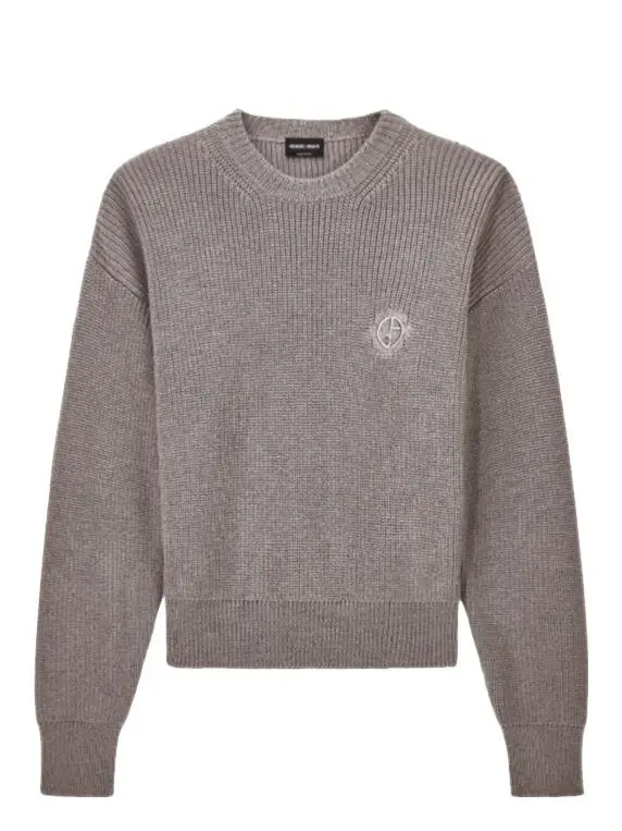 Giorgio Armani Sweater Regular Fit Virgin Wool Half Cardigan Stitch - Beige