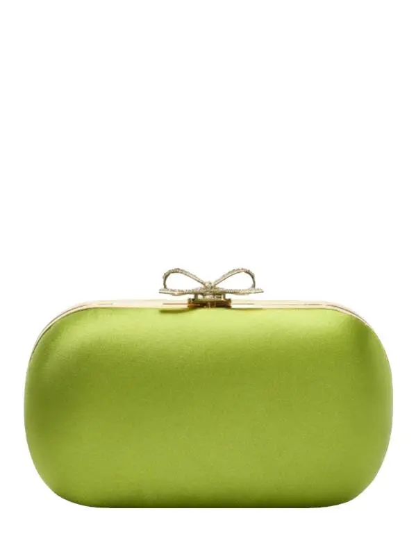 SELF-PORTRAIT Satin Clutch Bag - Green