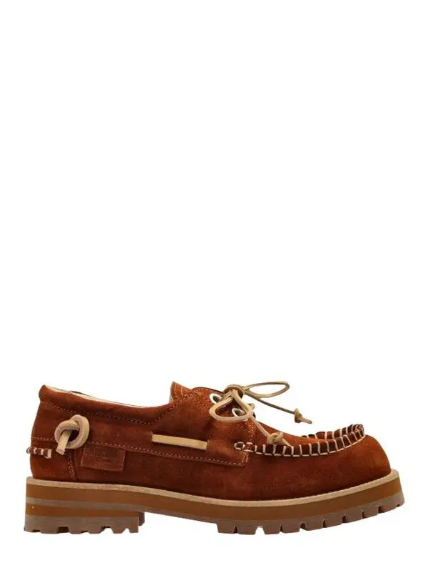 Moschino Suede Whipstitch-trim Loafers - Brown
