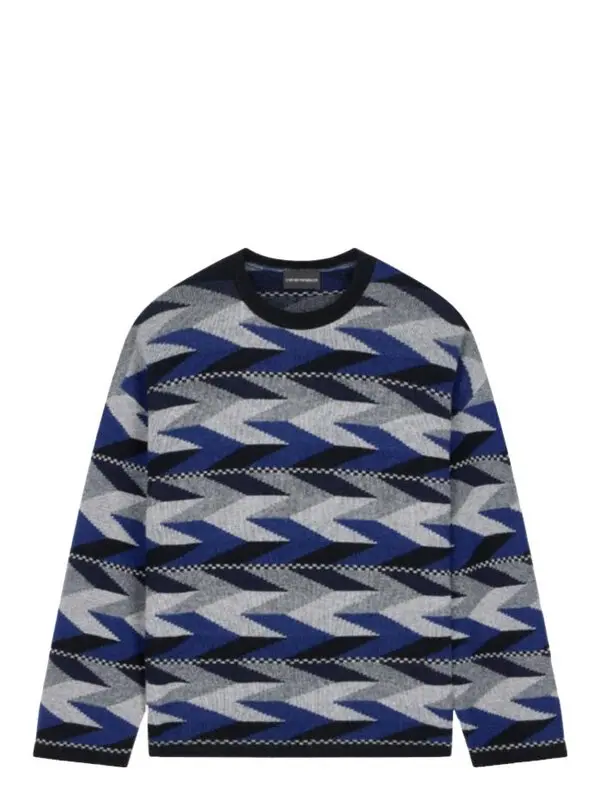 Emporio Armani Geometric Jacquard Weave Crewneck Jumper - No