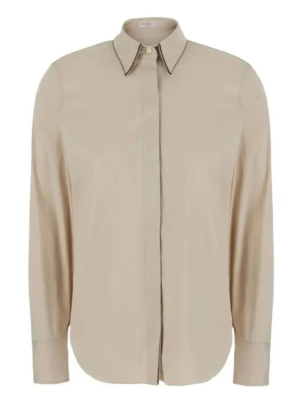 Brunello Cucinelli Collared Long-sleeved Shirt - Beige