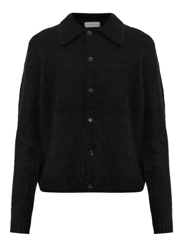Dries Van Noten Long Sleeved Cardigan With Collar - Black