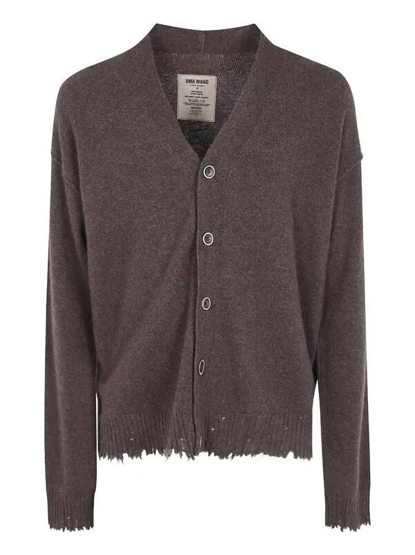 UMA WANG Long-sleeved Knitted Cardigan - Brown