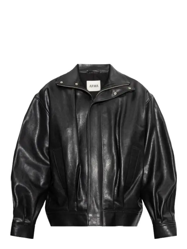 ARMA Paulo Leather Bomber Jacket - Black