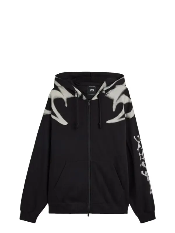 Y3 Yaksha Graphic Zip-up Hoodie - Black