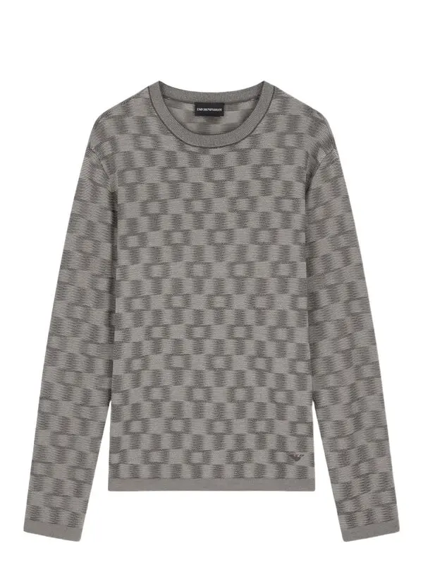 Emporio Armani Signature Capsule Pattern-knit Virgin Wool Jumper - Grey