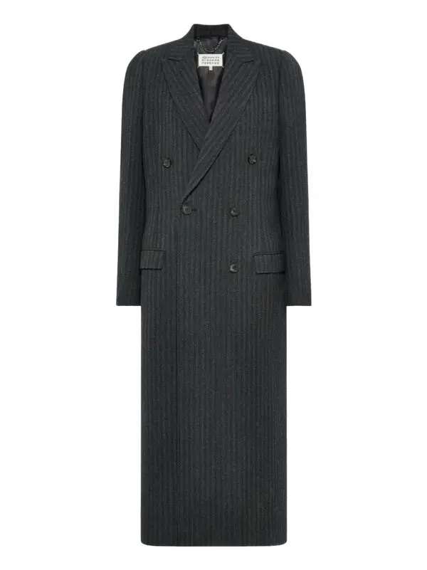 MAISON MARGIELA Long Virgin Wool Coat With Stockman Shoulder - Black