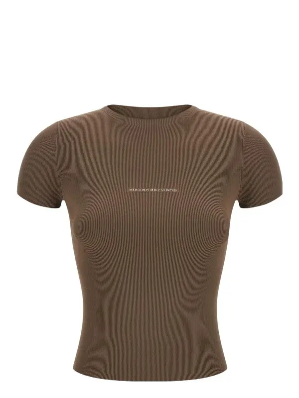 Alexander Wang Ribbed Short Sleeve T-shirt - Brown