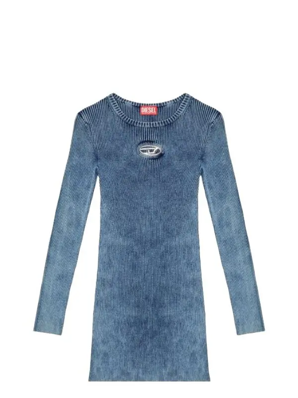 DIESEL® Ribbed-knit Long-sleeve Mini Dress - Blue