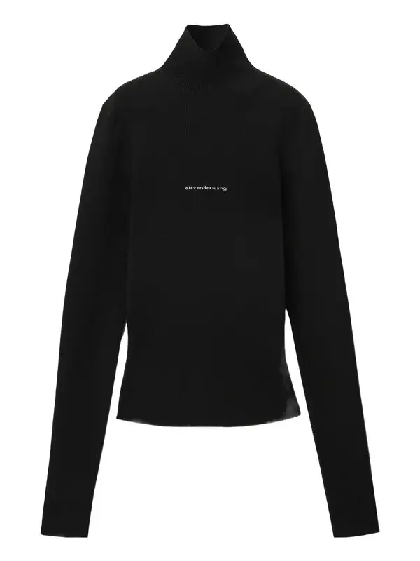 Alexander Wang Jacquard Logo Long Sleeve Turtleneck Jumper - Black