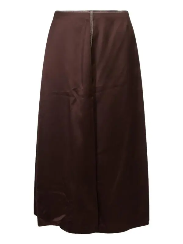 Marni Contrast Stitched Satin Midi Skirt - Black